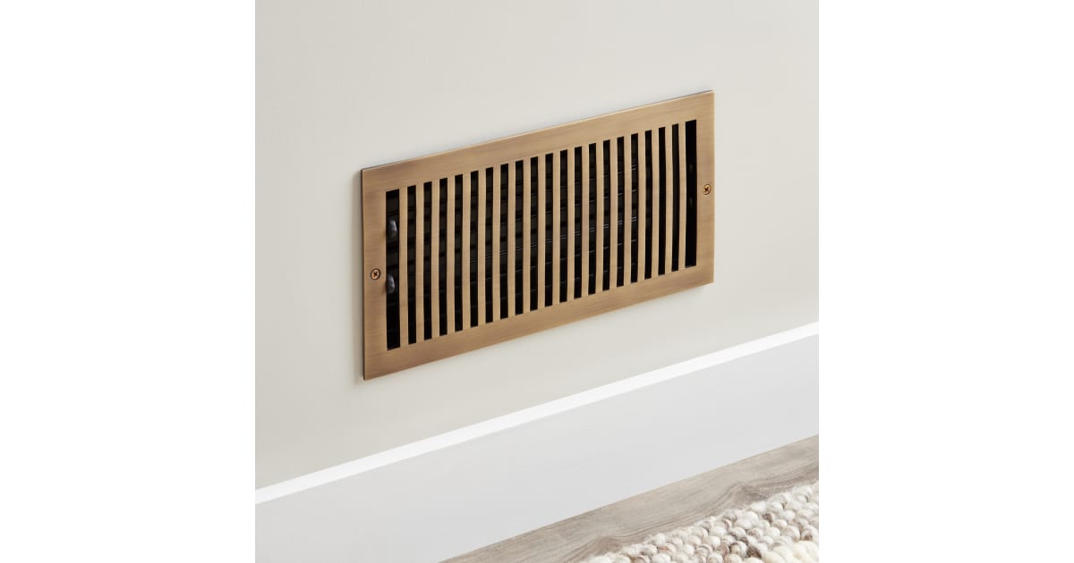 Signature Hardware 485486 4" x 12" Brass Floor or Wall Register ...