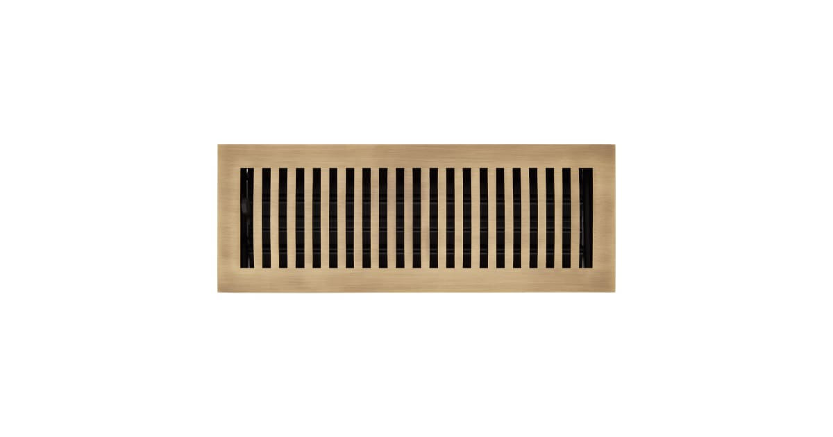 Signature Hardware 485487 4" x 14" Brass Floor or Wall Register ...