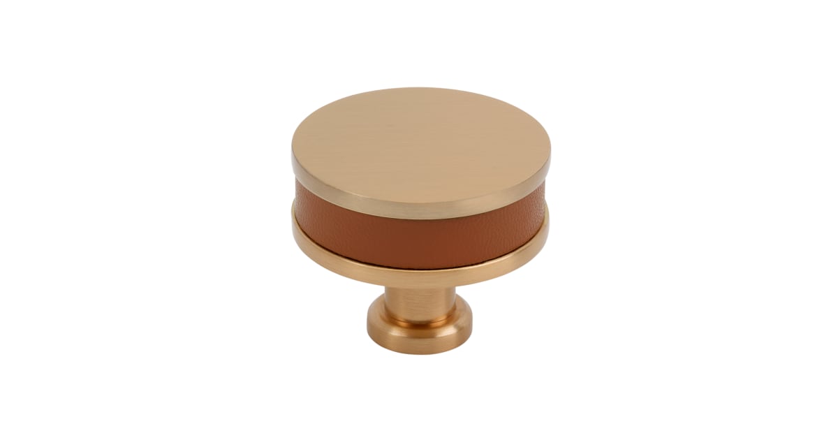 Signature Hardware 489398 Lazzara 1-1/2 Inch Cognac Leather Mushroom ...