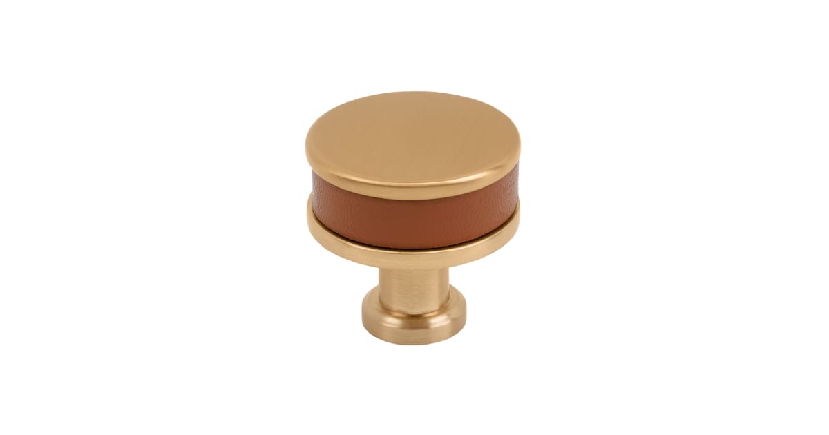 Signature Hardware 489405 Lazzara 1-1/4 Inch Cognac Leather Mushroom ...