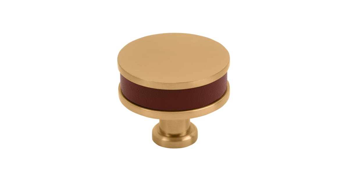 Signature Hardware 489482 Lazzara 1-1/2 Inch Brown Leather Mushroom ...