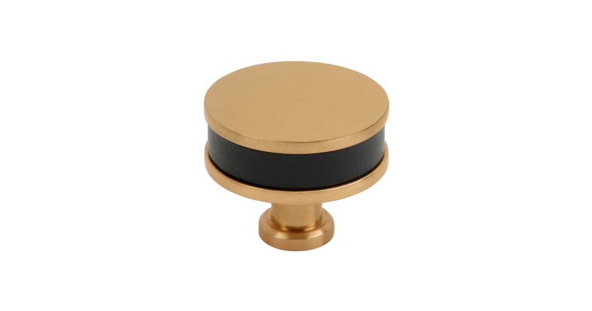 Signature Hardware 489566 Lazzara 1-1/2 Inch Black Leather Mushroom ...