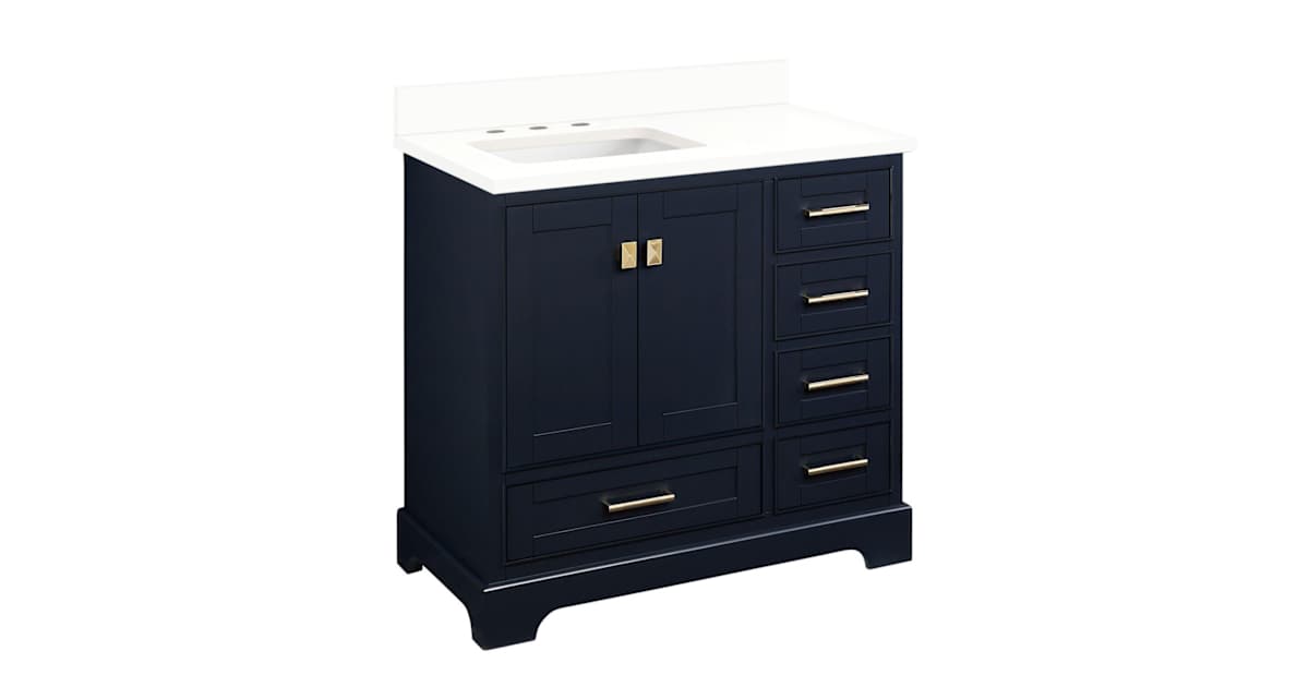 Signature Hardware 559023 Quen 36" Single Vanity Set with Wood Cabinet ...