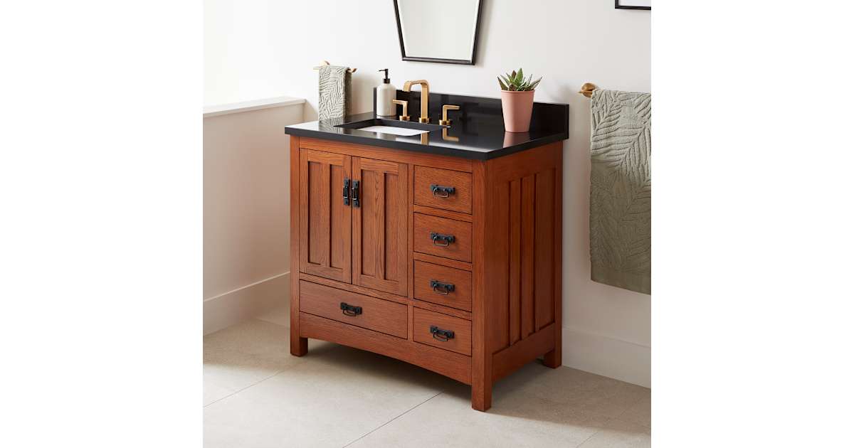 Signature Hardware 559095 Maybeck 36" Freestanding Oak Single Basin ...