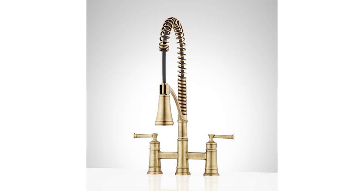 Signature Hardware SHXCBE307AGBR Beasley 1.75 GPM Bridge Pre-Rinse Pull ...