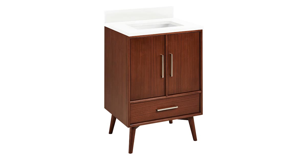 Signature Hardware 560574 Novak 24" Freestanding Mahogany Single Basin ...