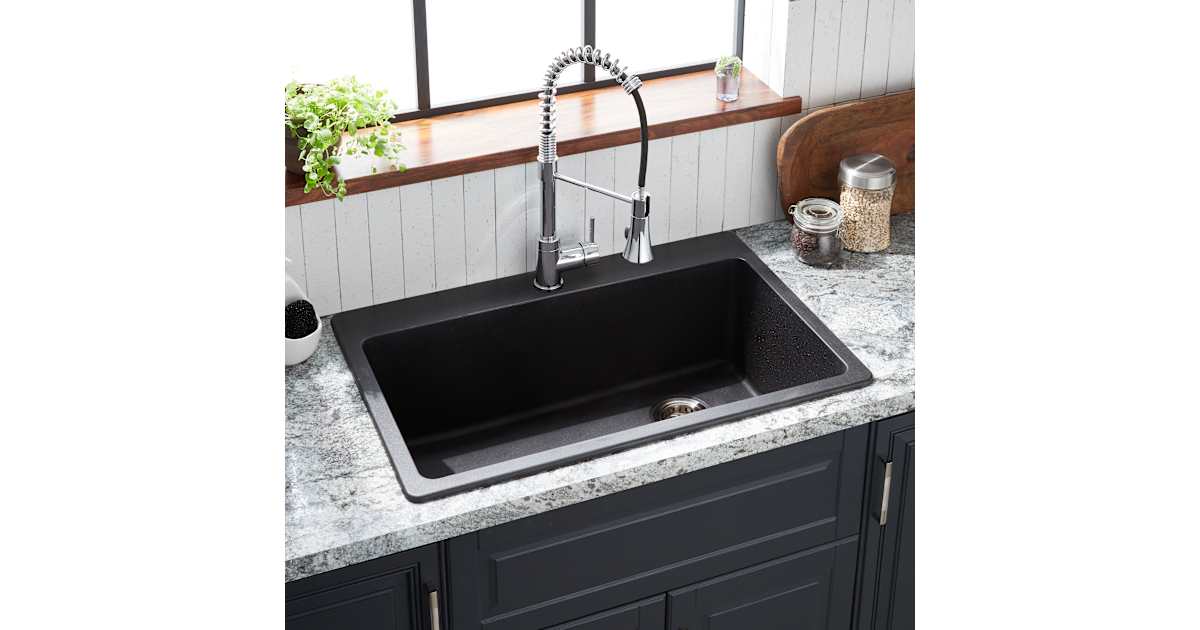 Signature Hardware SHGR1B3322BL Totten 33" Drop In / Undermount Single Basin Granite Composite ...