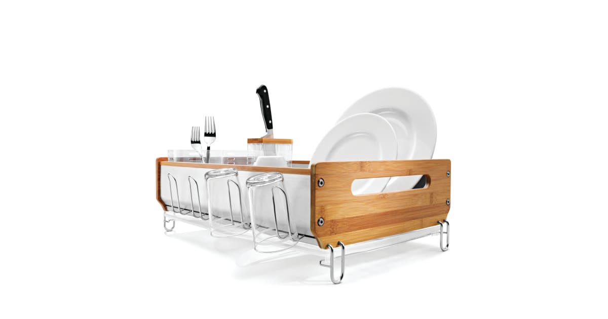 simplehuman KT1143 Bamboo Frame Dish Rack with Knife Block | Ferguson Home