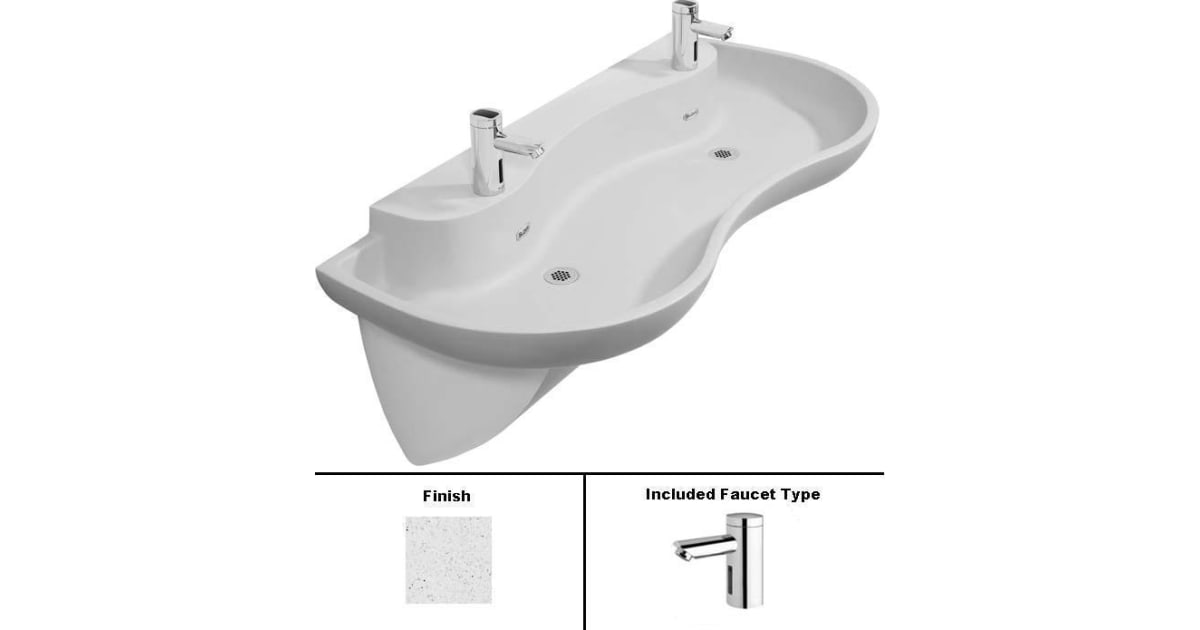 Sloan 16010688MWH 50" Double Station Solid Surface Lavatory System ...