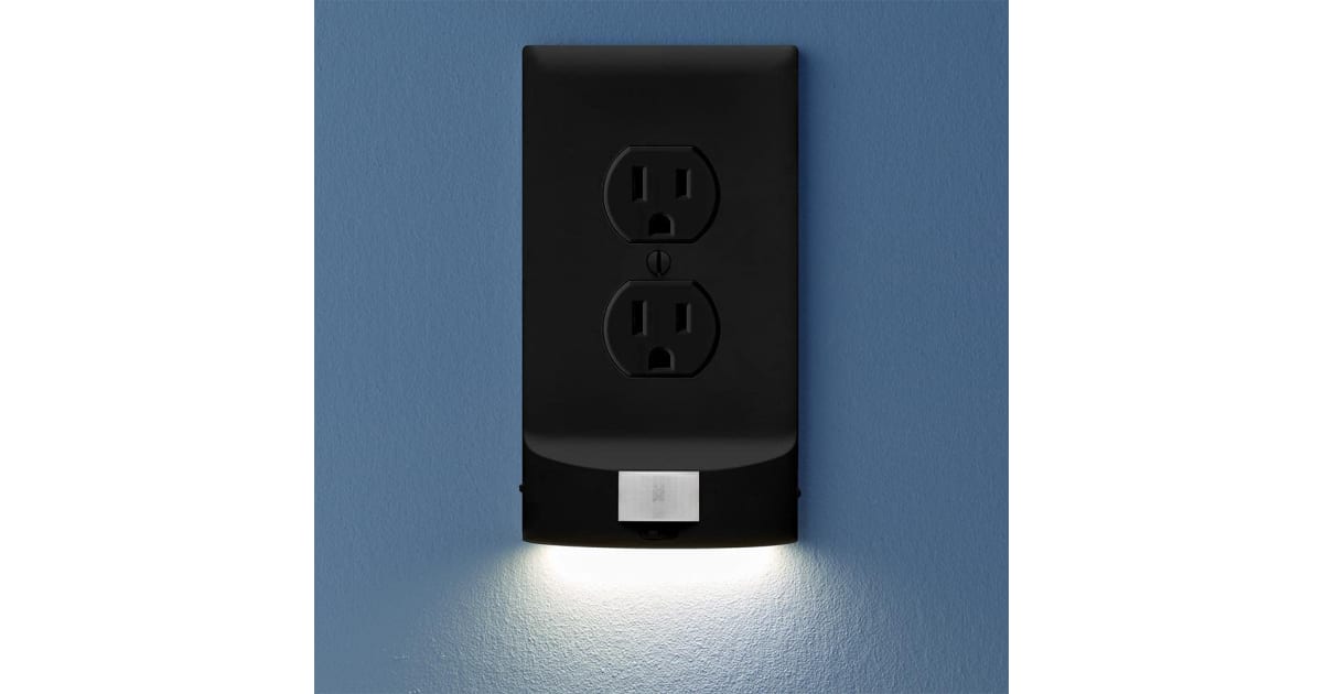 SnapPower O1ML-XBK-SM21 MotionLight GFCI Night Light Outlet Cover Plate ...