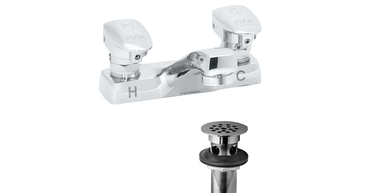 Speakman S-4141 Double Handle 4" Centerset Metering Faucet with Easy ...