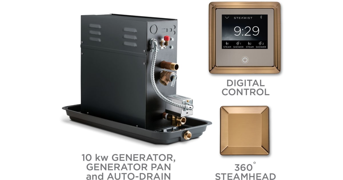 Steamist S10450TGPADBB SM Plus Steam Shower Package with Square Steam ...