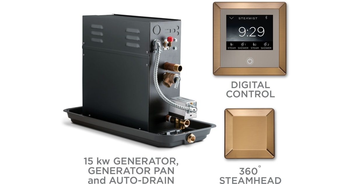 Steamist S15450GPADBB SM Plus Steam Shower Package with Square Steam ...