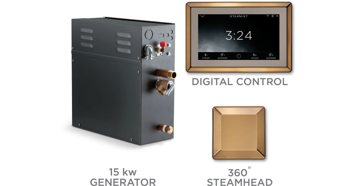 Steamist S15550BB SM Plus Steam Shower Package with Square | Build.com