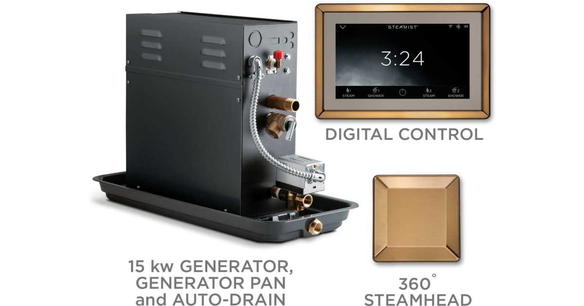 Steamist S15550GPADBB SM Plus Steam Shower Package with Square Steam ...