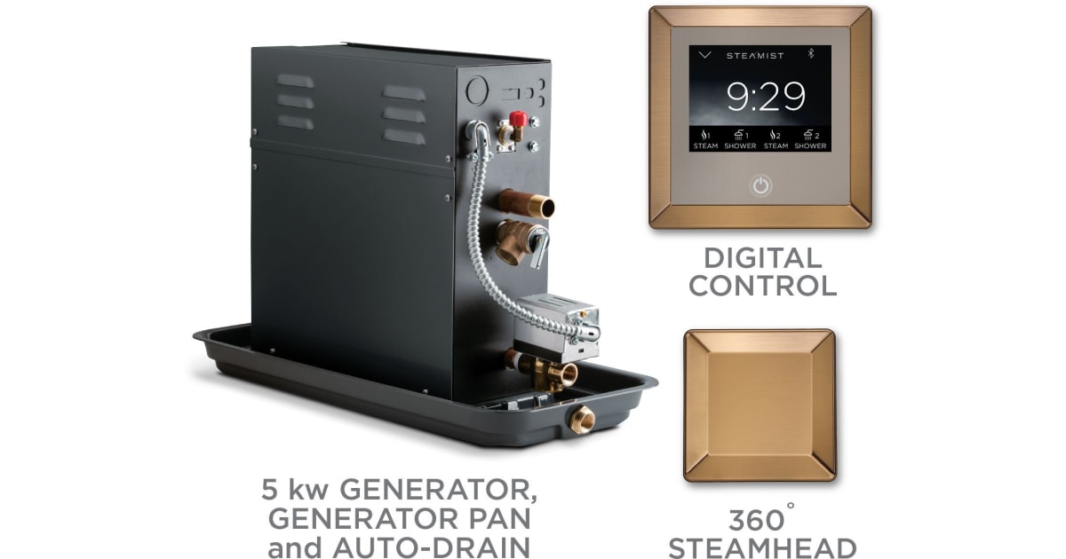 Steamist S5450GPADBB SM Plus Steam Shower Package with Square Steam ...