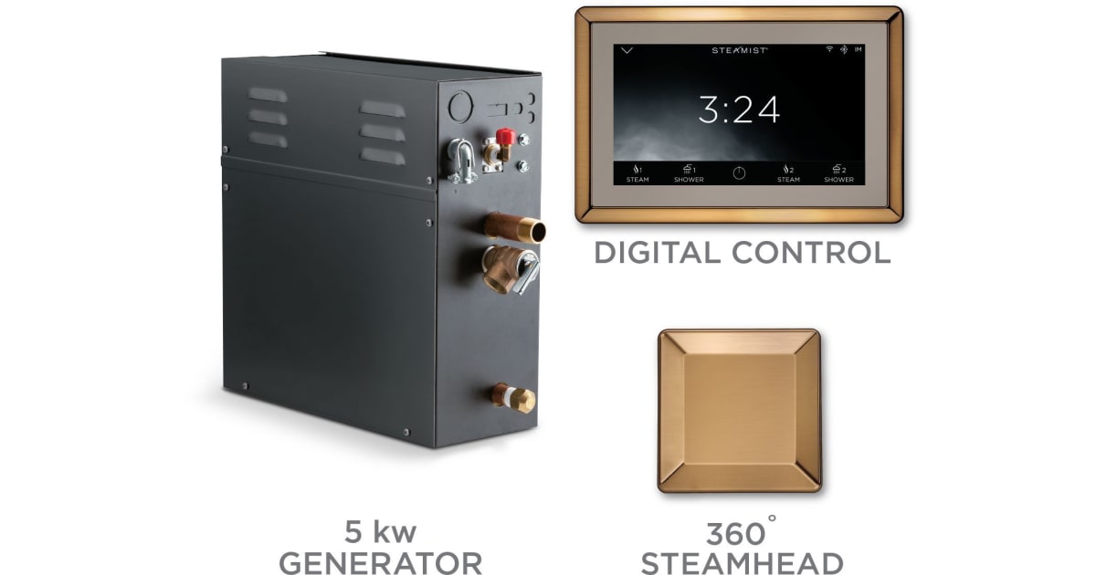 Steamist S5550BB SM Plus Steam Shower Package with Square Steam Head ...