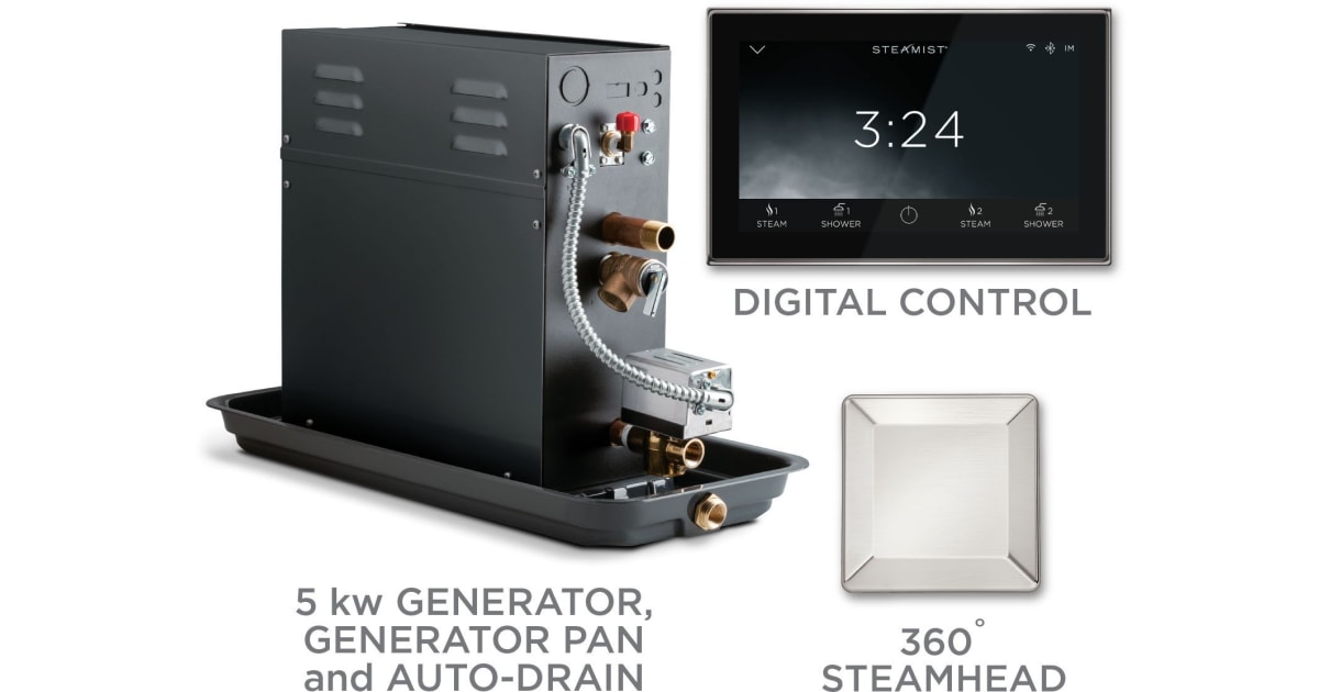 Steamist S5550MGPADBNBK SM Plus Steam Shower Package with Square Steam ...