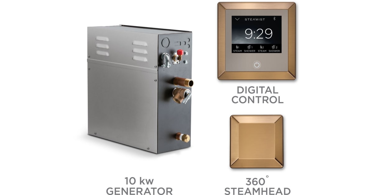 Steamist T10450BB Total Sense Steam Shower Package with Square Steam ...