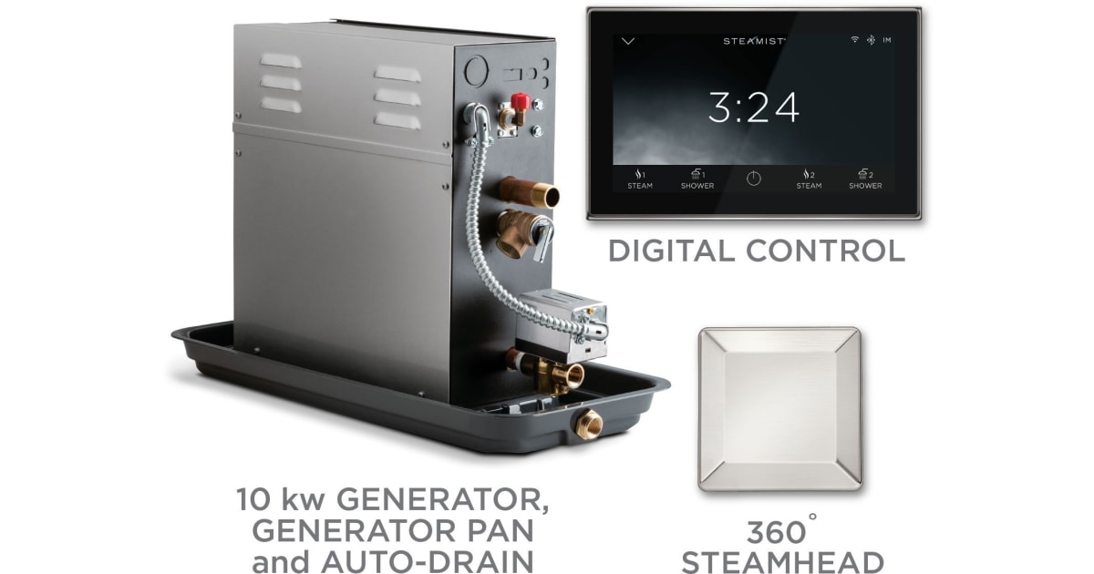 Steamist T10550MGPADBNBK Total Sense Steam Shower Package with Square ...