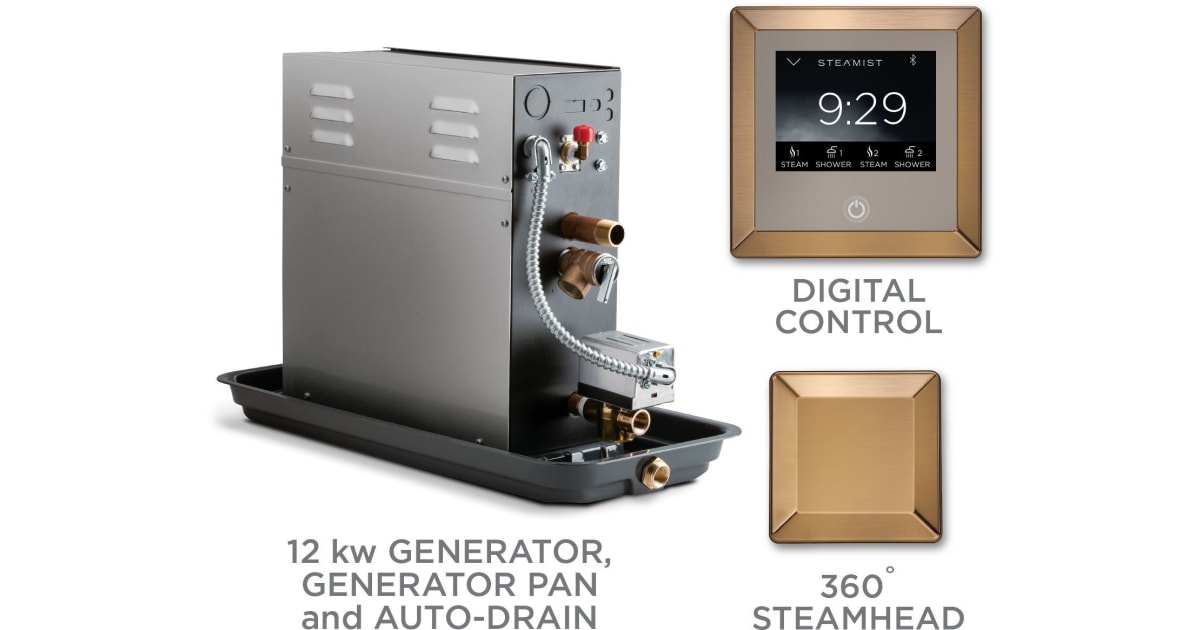 Steamist T12450GPADBB Total Sense Steam Shower Package with Square ...