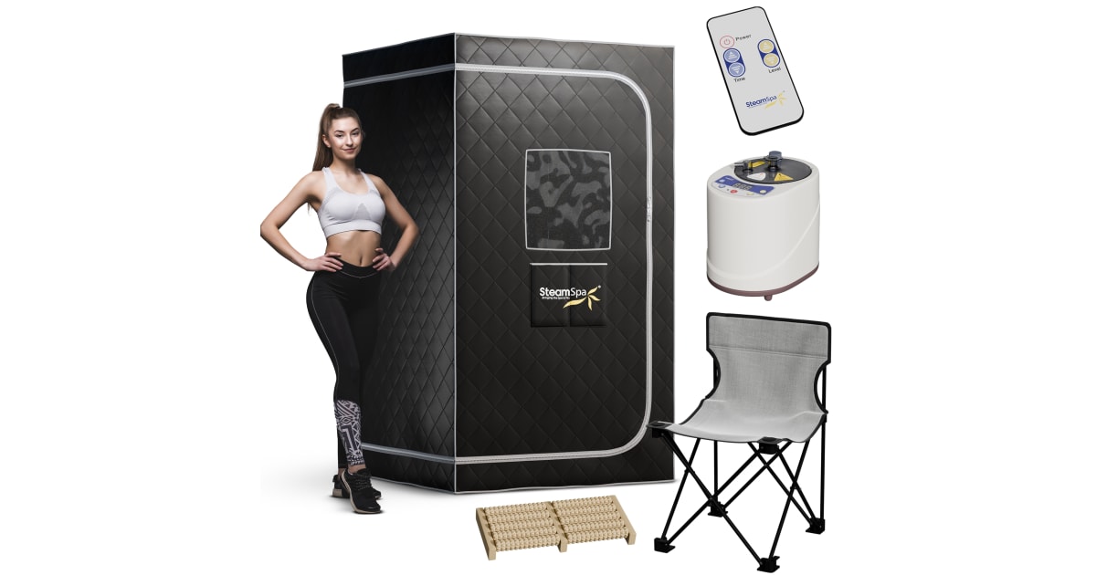 SteamSpa SP-SS0003-1P Portable 1-Person Home Steam Sauna with 2-Liter ...