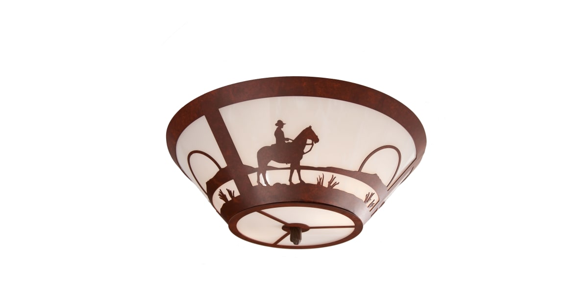 Steel Partners 2525-R Cowboy Sunset 2 Light Round Flush Mount Ceiling ...