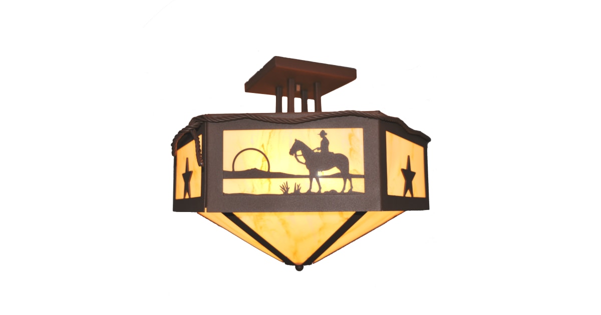 Steel Partners 3625 Cowboy Sunset 4 Light Semi-Flush Ceiling Fixture ...