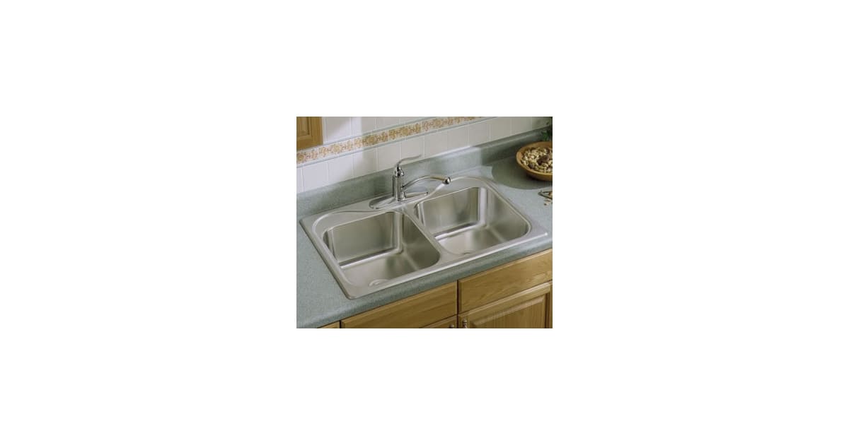 Sterling F11400-3-NA Southhaven Double-Basin Kitchen Sink, 33" x 22" x ...