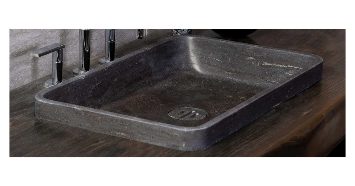 Stone Forest TD-DRP-REC AGL Contour Drop-In Rectangular Sink with Drain ...
