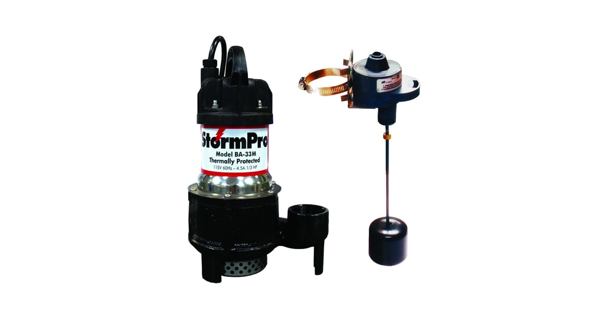StormPro BA-33M 1/3 HP Cast Iron Stainless Steel Sump Pump with ...