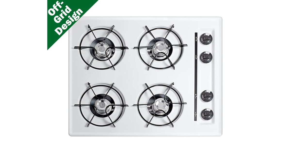 Summit WLL03P 24 Inch Wide 4 Burner Gas Cooktop with Push-to-Turn Knobs ...