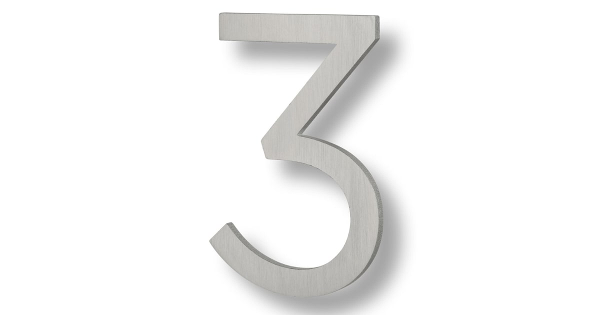 Sure-Loc HNF6-3 BA 6 Inch Tall Aluminum Floating House Number 3 ...