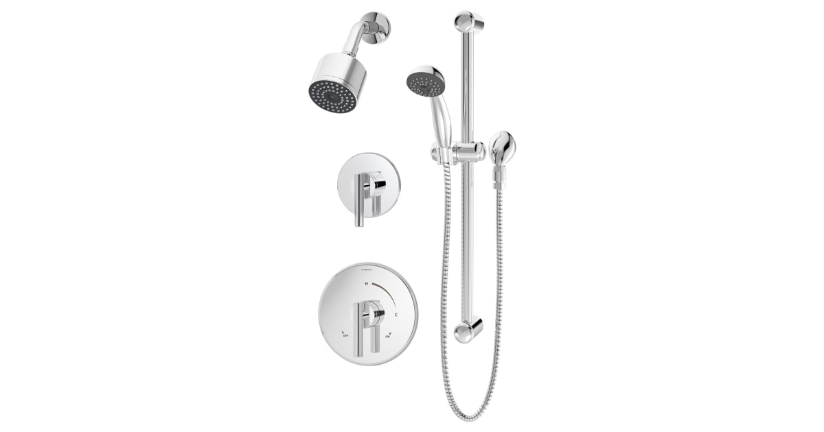 Symmons 3505-H321-V-CYL-B-1.5 Dia Shower Trim Package with Single Function Shower Head, Hand ...