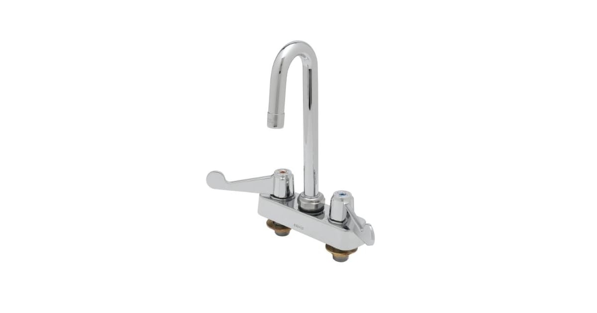 T and S Brass 5F-4CWX05A Double Handle 4" Deck Mounted Food Service ...
