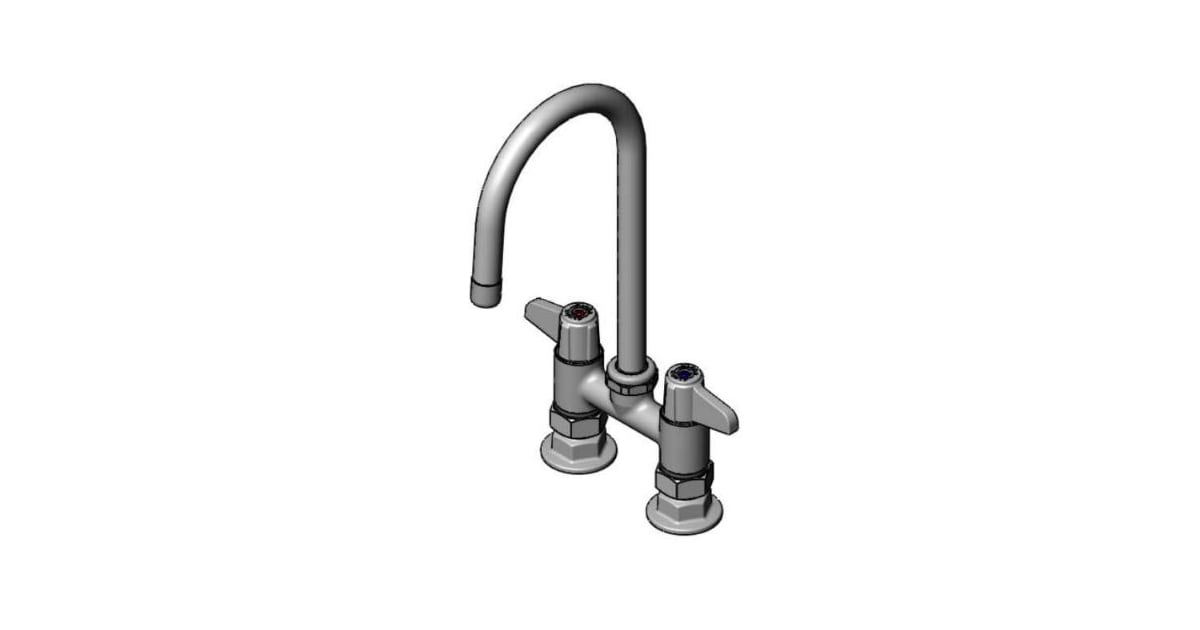 T and S Brass 5F-4DLS05-F15 Double Handle 4" Deck Mounted Food Service ...