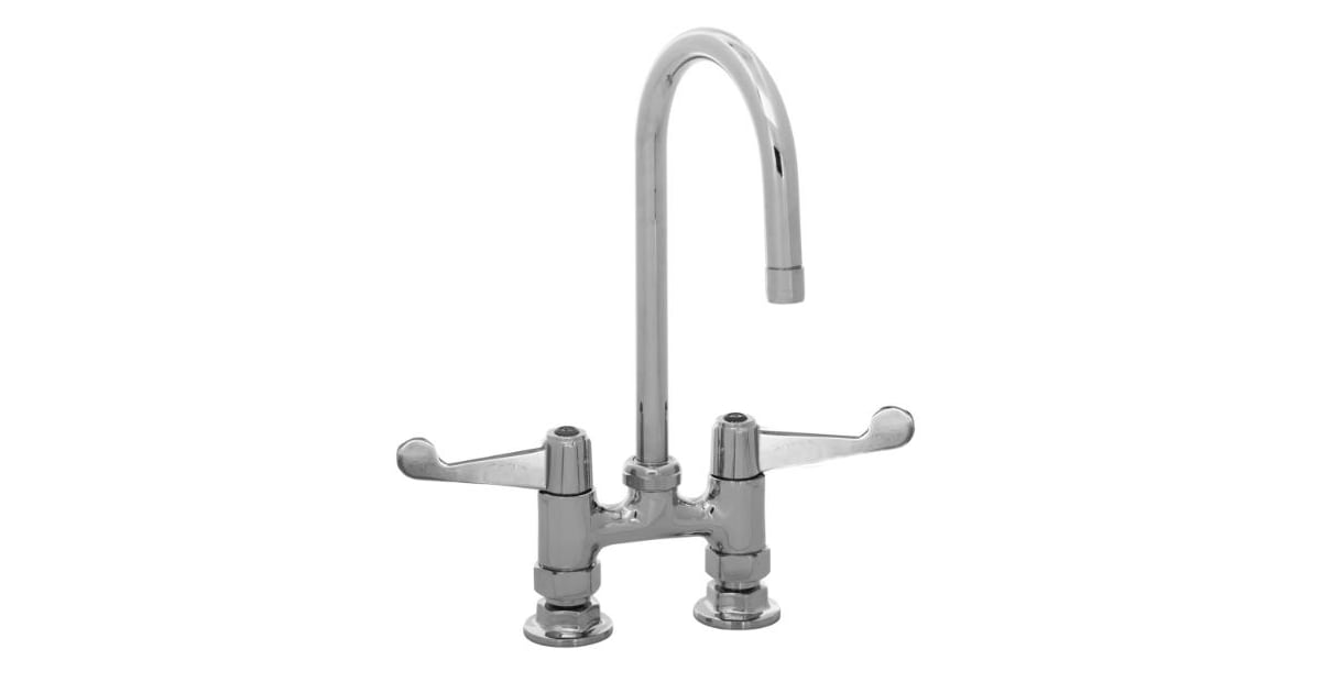 T and S Brass 5F-4DWS05 Double Handle 4" Deck Mounted Food Service ...