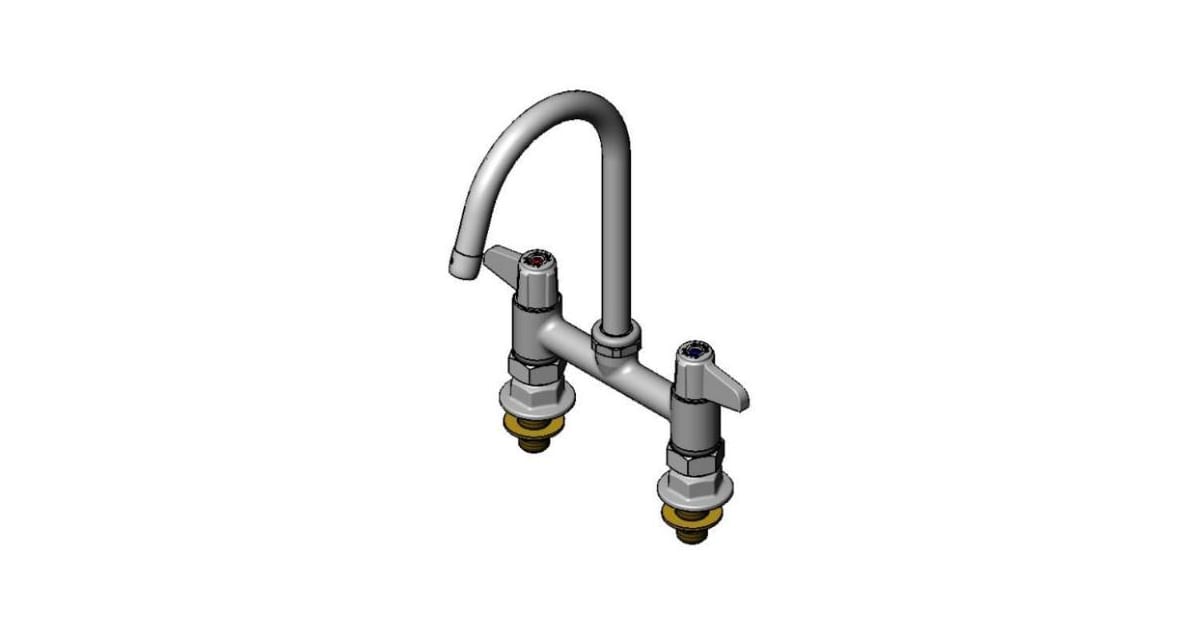 T and S Brass 5F-6DLS05C Double Handle 6" Deck Mounted Food Service ...