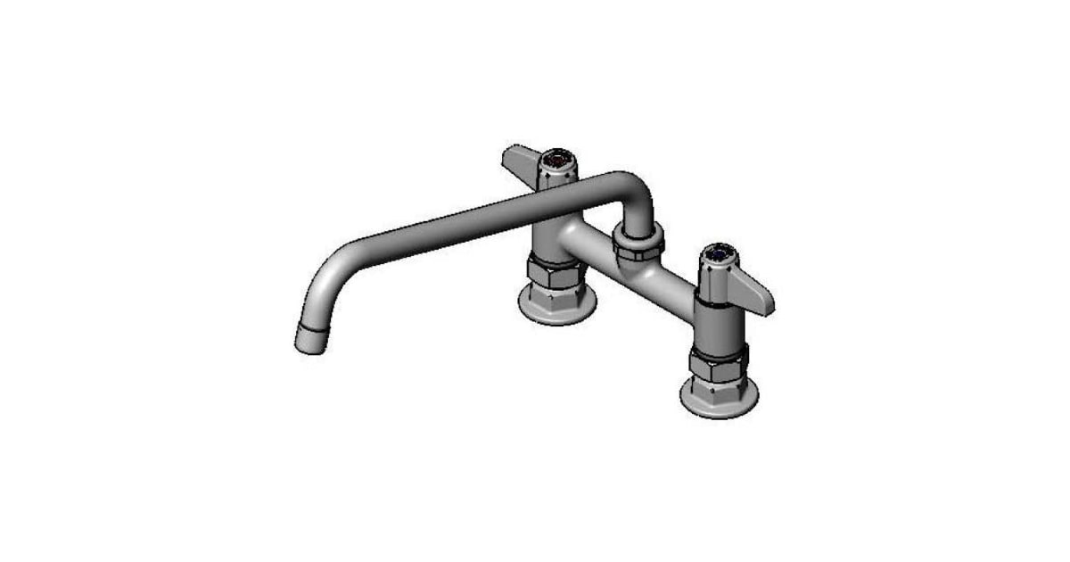 T and S Brass 5F-6DLS12A Double Handle 6" Deck Mounted Food Service ...