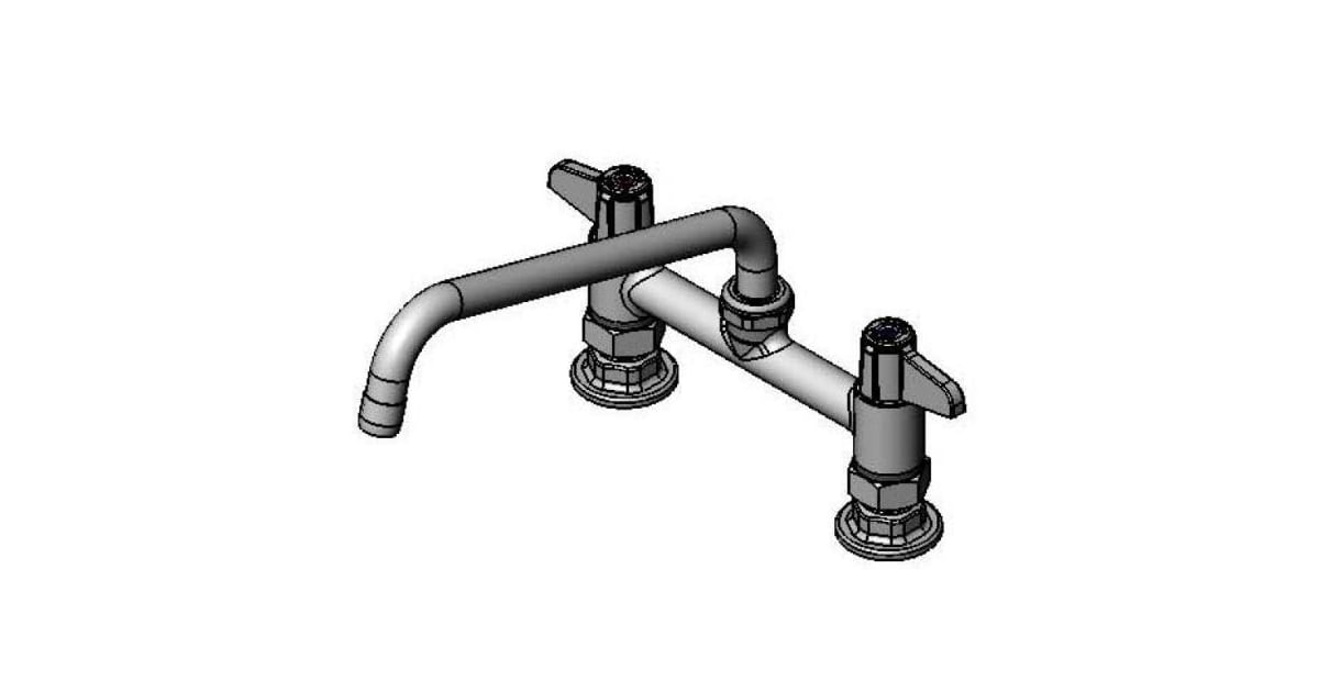T and S Brass 5F-7DLS10 Double Handle 7" Deck Mounted Food Service ...