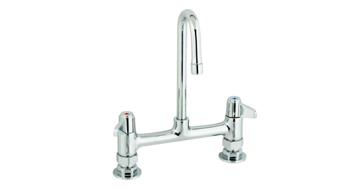 T and S Brass 5F-8DLS03 Double Handle 8" Deck Mounted Food Service ...