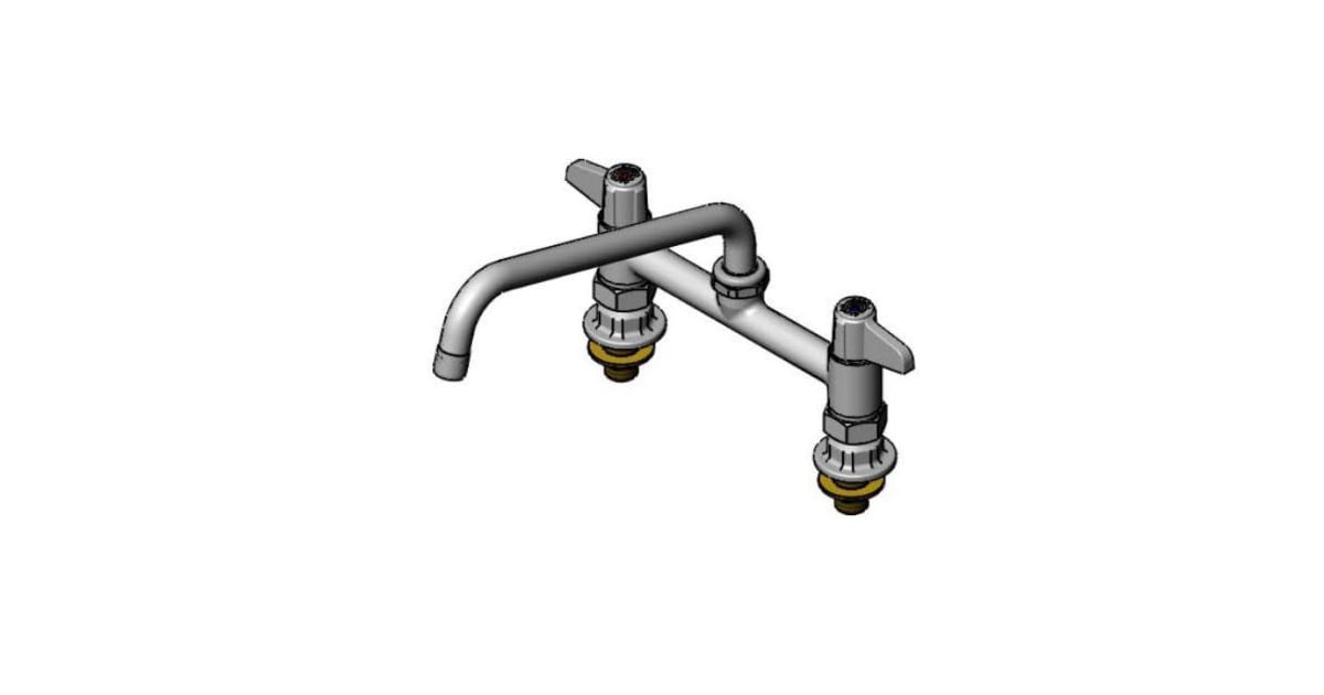 T and S Brass 5F-8DLS10-F15 Double Handle 8" Deck Mounted Food Service ...