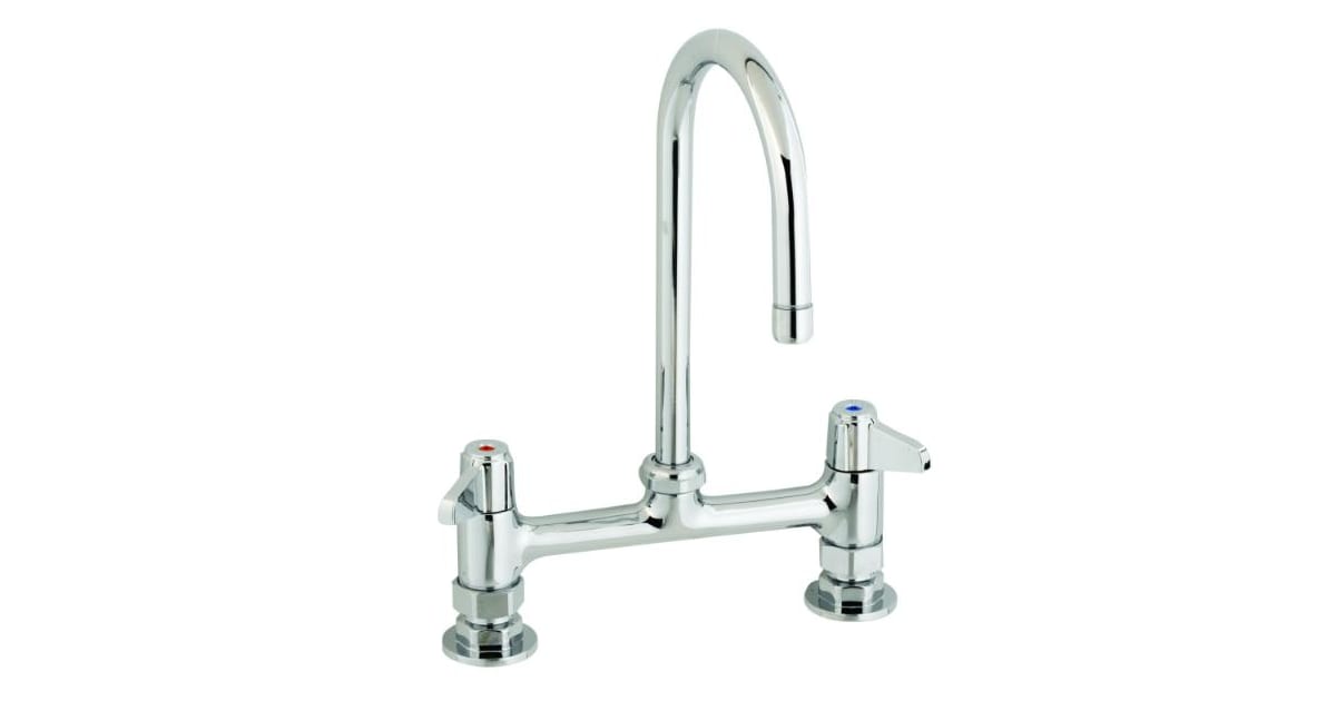 T and S Brass 5F-8DLX05 Double Handle 8" Deck Mounted Food Service ...