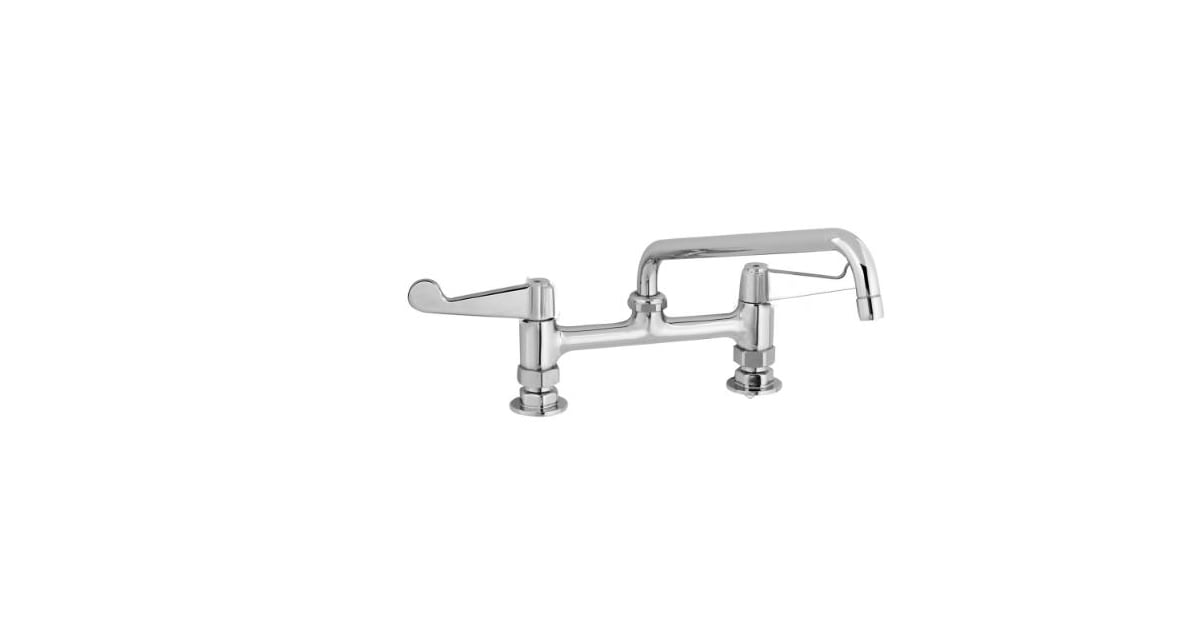 T and S Brass 5F-8DWX12 Double Handle 8" Deck Mounted Food Service ...