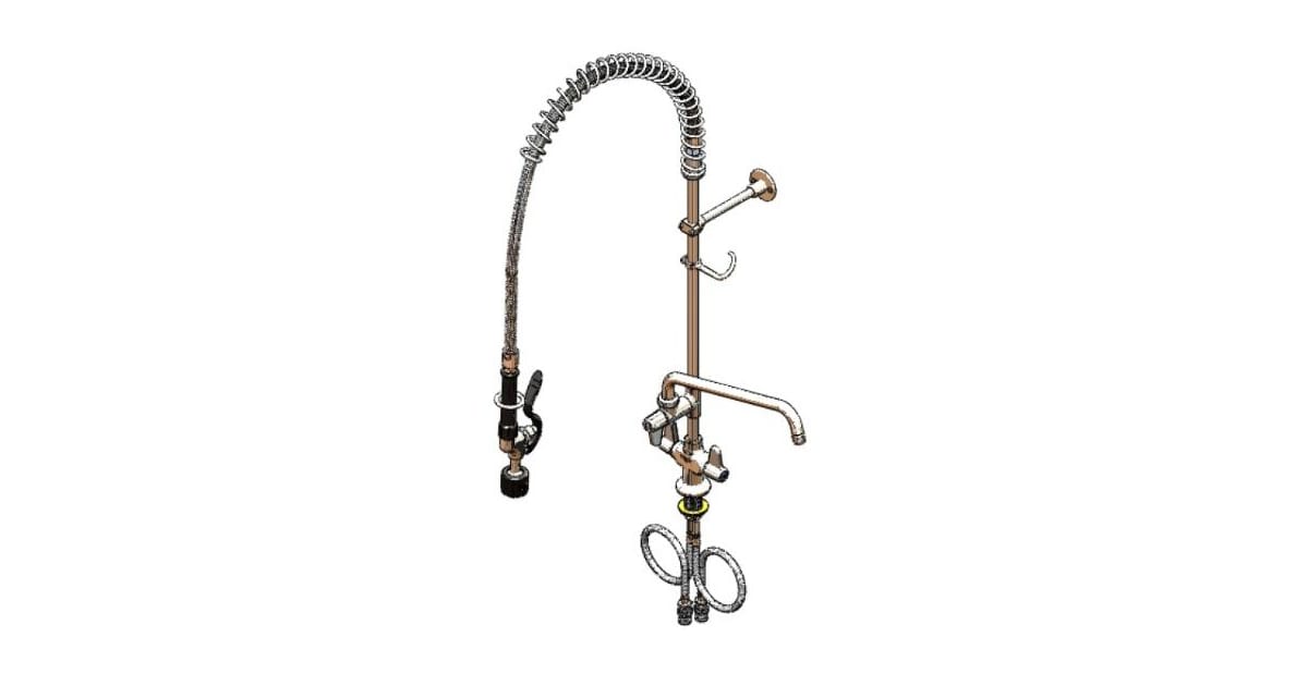 T and S Brass 5PR-2S12-C Pre-Rinse Deck Mounted Food Service Faucet ...