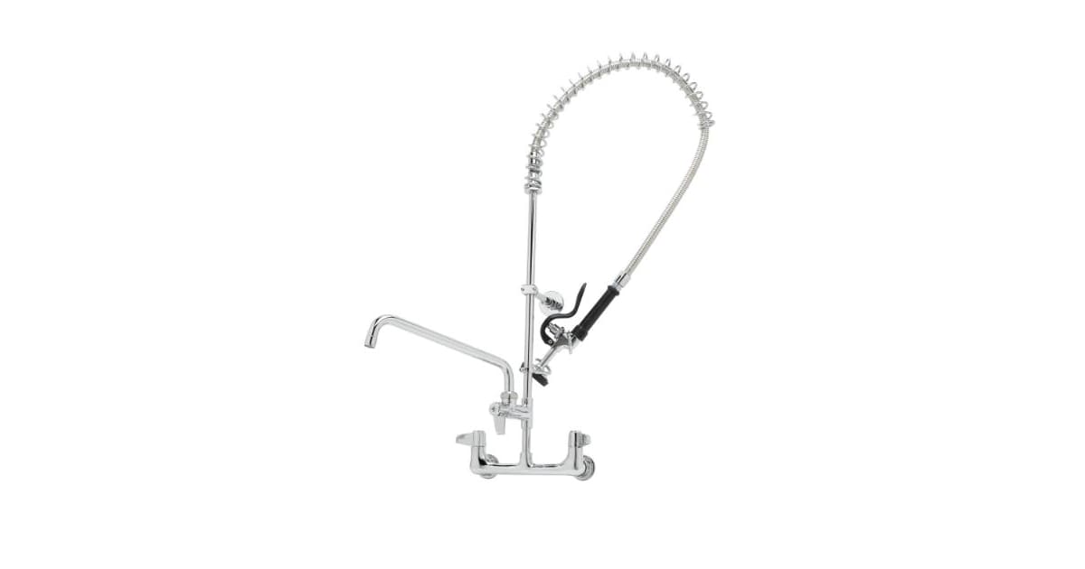 T and S Brass 5PR-8W10 Pre-Rinse, Wall Mount Base, 8" Centers, 6" Wall ...