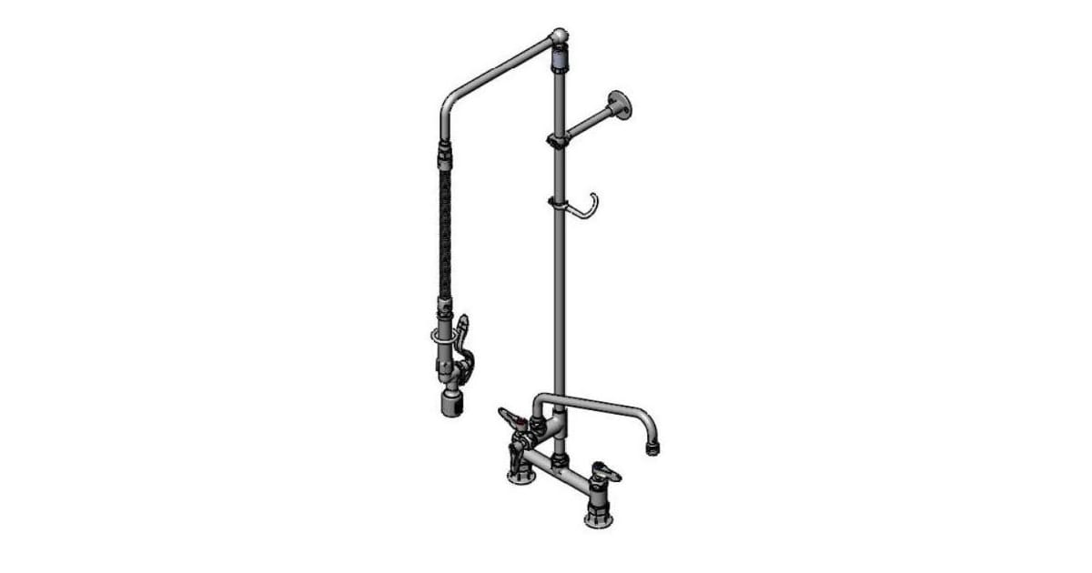 T and S Brass B-0121-12-CRBJ Pre-Rinse 8" Deck Mounted Food Service ...