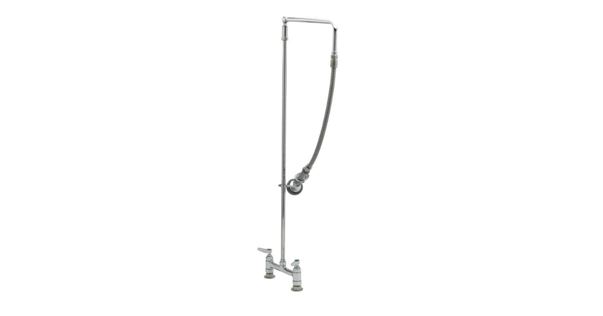 T and S Brass B-0122 Pre-Rinse Unit: 8" Deck Mount Base, 18" Overhead ...