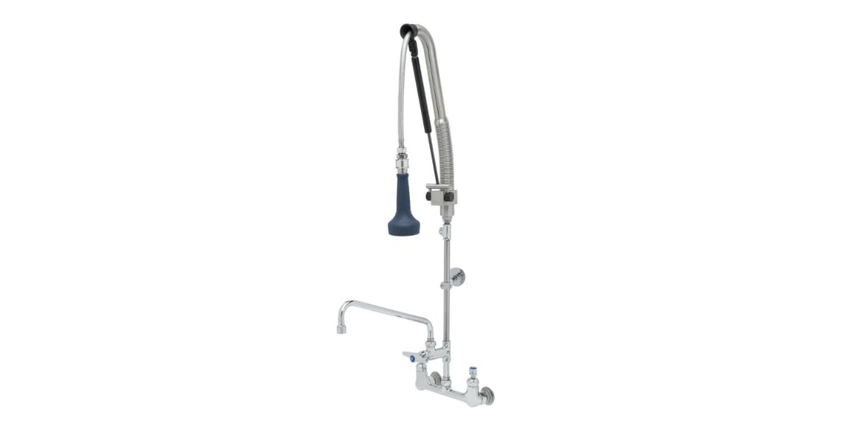T and S Brass B-0133-12CRB8TP Pre-Rinse 8" Wall Mounted Food Service ...