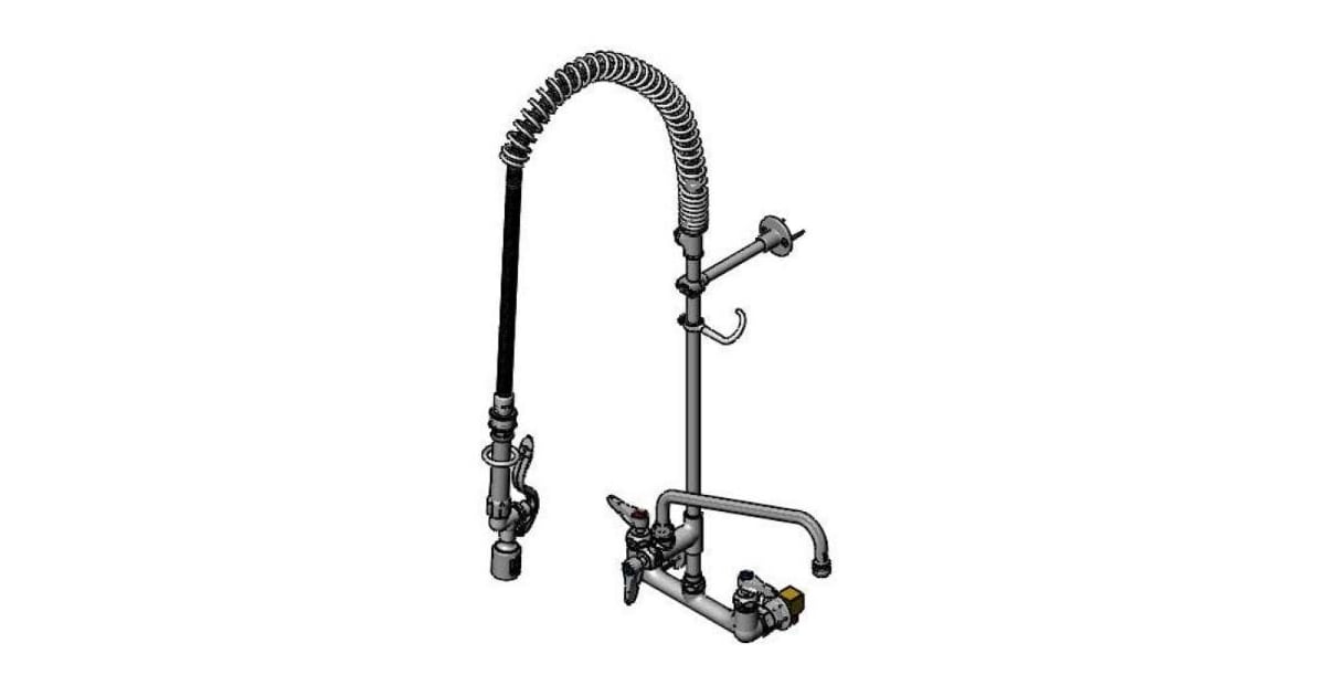 T and S Brass B-0133-12CRBJST EasyInstall Pre-Rinse, 8" Wall Mount ...